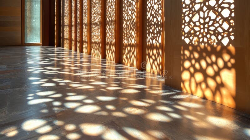 Light through Intricate Wooden Panels, Sharp Shadow Patterns on Walls ...