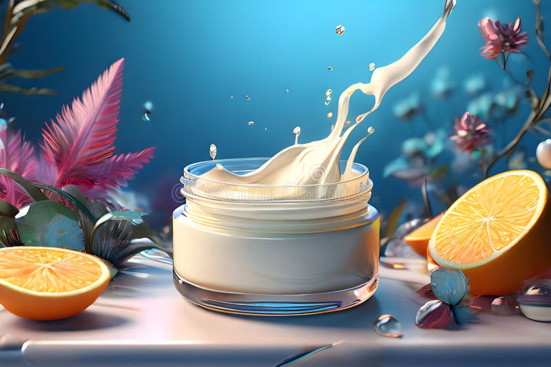 Light Jar for Presentation of Cream on Abstract Colored Background of ...