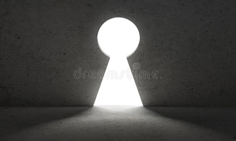 Light from Keyhole Door. Dark Wall, Business Concept Stock Illustration ...