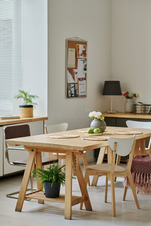 Light Kitchen with Dining Table Stock Image - Image of contemporary ...