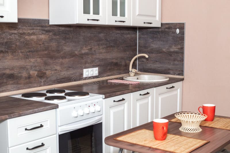 Light Kitchen Set with Wooden Worktop and Sink, Wooden Table with ...