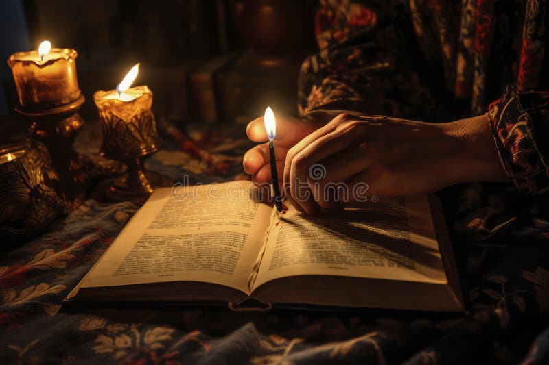 Light of Knowledge: Guiding through Written Words Stock Illustration ...