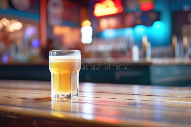 Light Lager on Bar with Neon Lights Background Stock Image - Image of ...