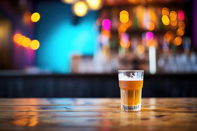 Light Lager on Bar with Neon Lights Background Stock Image - Image of ...