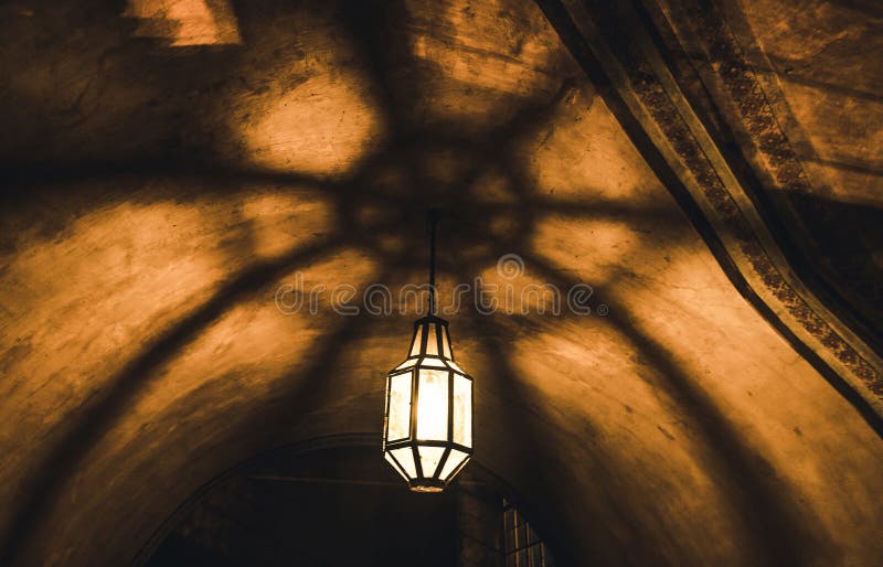 Light from the Lamp and the Shadows in the Mysterious Arch Stock Image ...