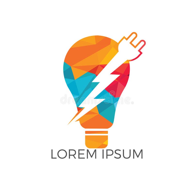 Light Lamp Electric Logo Design. Stock Vector - Illustration of icon ...