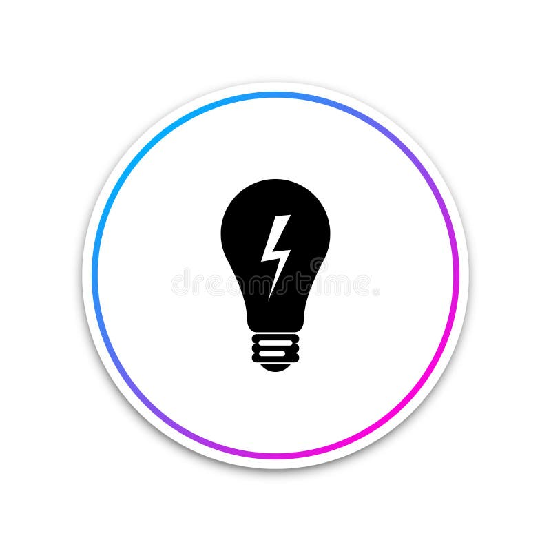 Light Lamp Sign. Bulb with Lightning Symbol Icon Isolated on White ...