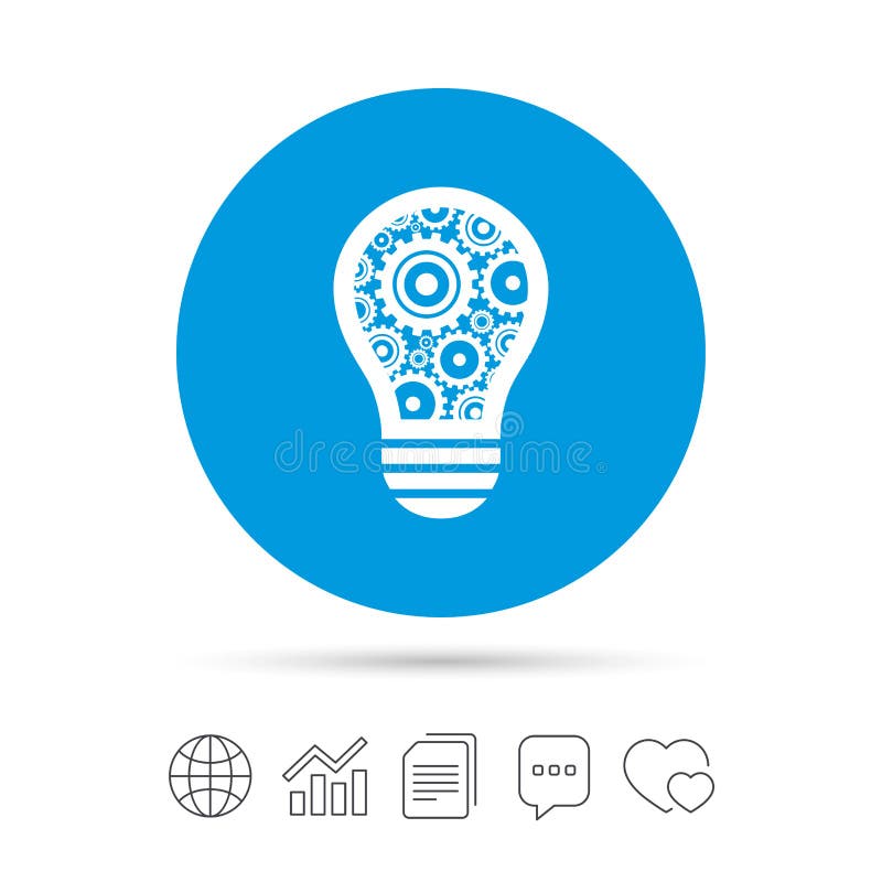 Light Lamp Sign Icon. Bulb with Gears Symbol. Stock Vector ...