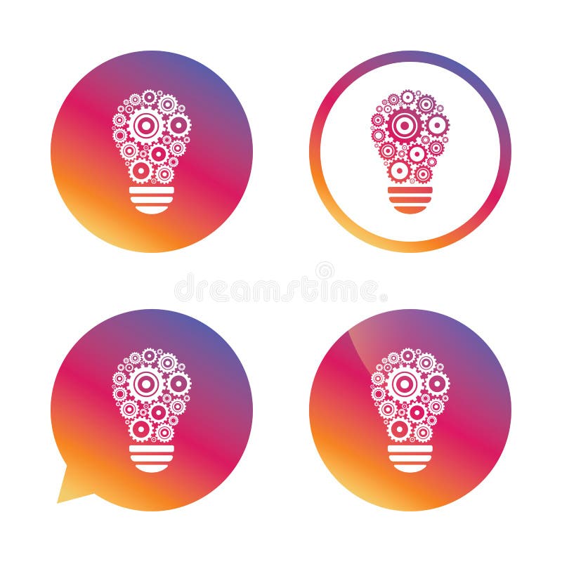 Light Lamp Sign Icon. Bulb with Gears Symbol. Stock Vector ...