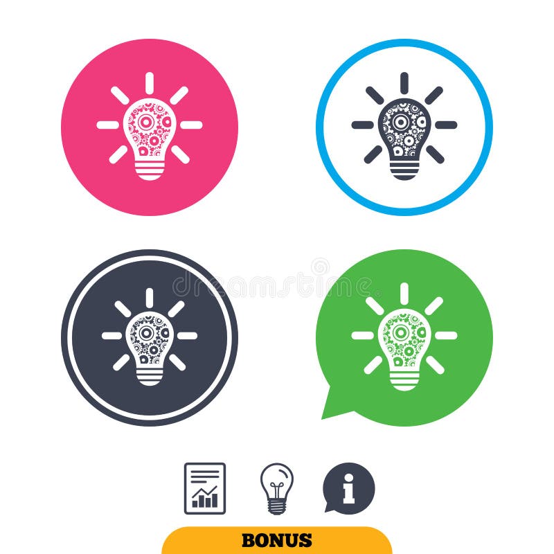 Light Lamp Sign Icon. Bulb with Gears Symbol. Stock Vector ...