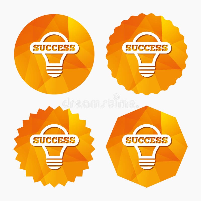 Light Lamp Sign Icon. Bulb with Success Symbol Stock Illustration ...