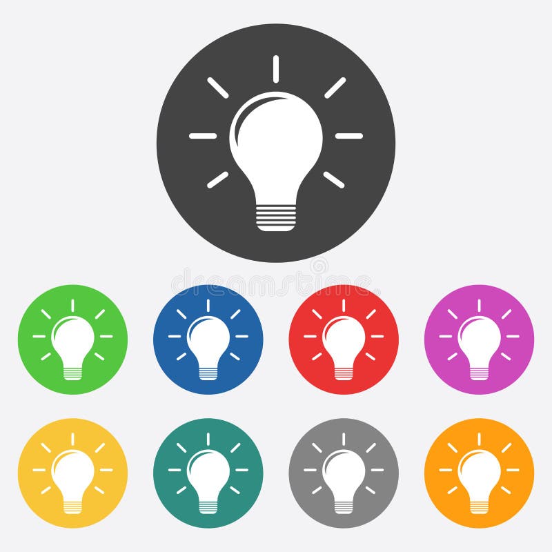 Light Lamp Sign Icon. Flat Vector Stock Vector - Illustration of sign ...