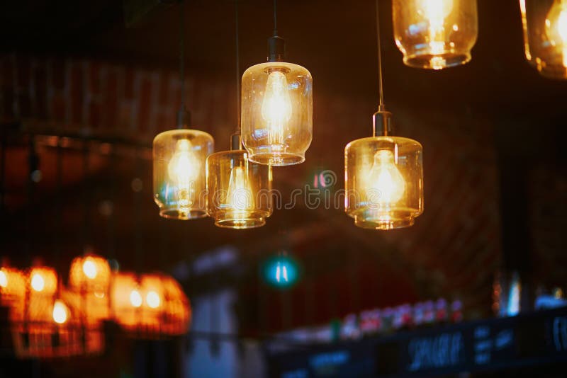 Light Lamps Hanging Lamps Made from Glass Jars Stock Photo - Image of ...
