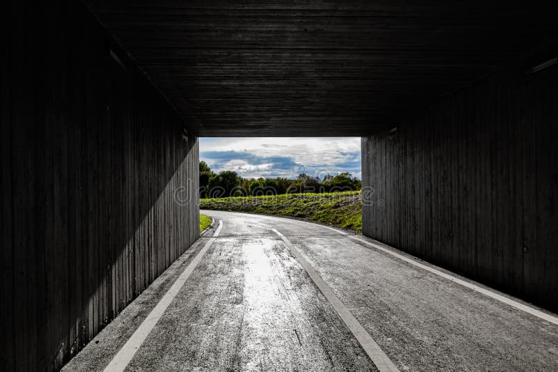 Light and Landscape at the End of a Dark Square Tunnel Stock Photo - Image of confidence, inside ...