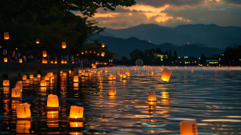 Light of the Lanterns Reflecting in the Water Stock Photo - Image of ...