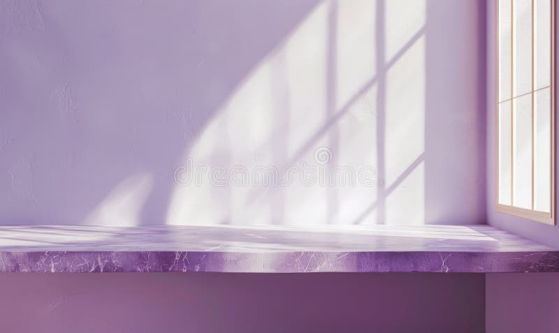 Light Lavender Countertop, Pastel Background, Shadow from Window on the ...