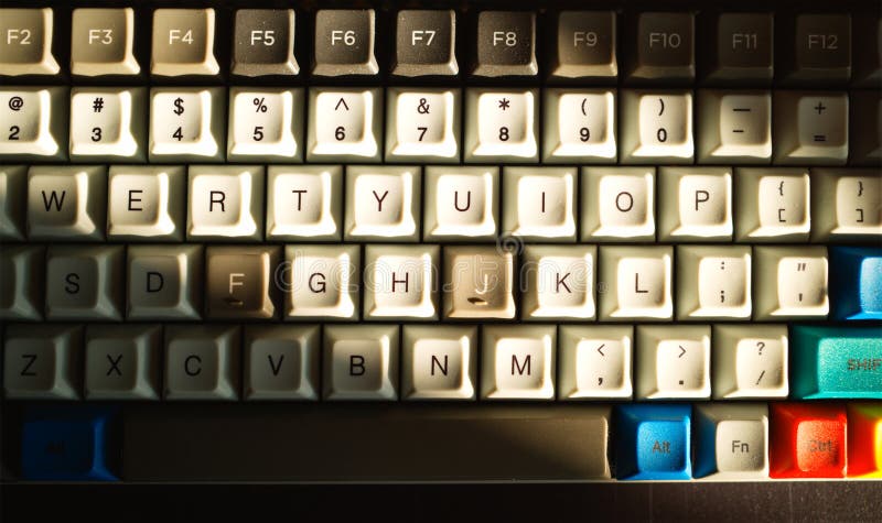 Light Leak on Vintage Old School Hacker Keyboard Backdrop Stock Photo ...