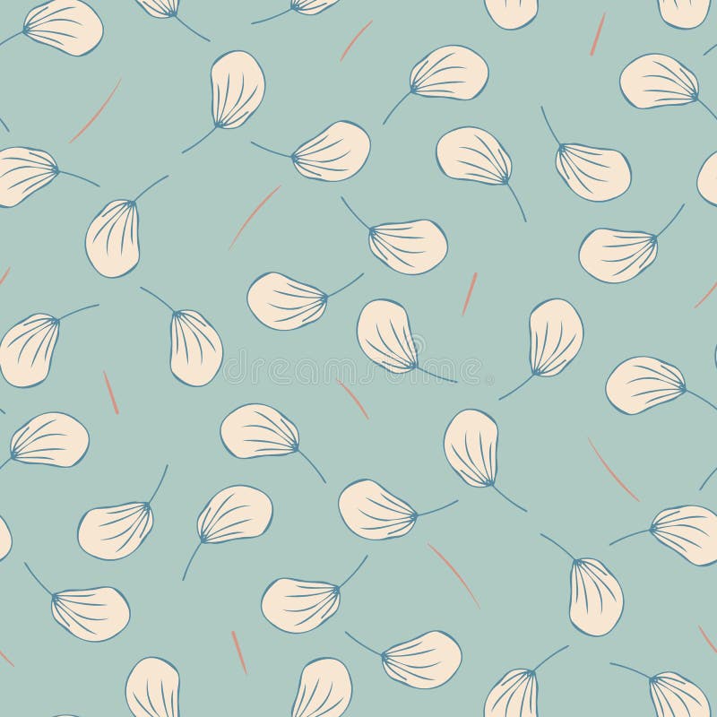 Light Leaves Seamless Vector Pattern on Pale Blue Stock Vector ...