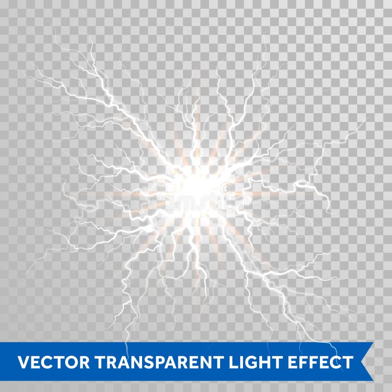 Light Lightning Flash of Thunder Storm on Transparent Background Stock ...
