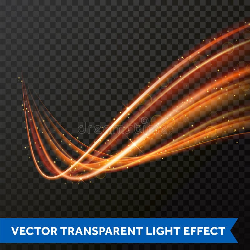 Light Line Gold Swirl Effect. Vector Glitter Light Fire Flare Trace ...