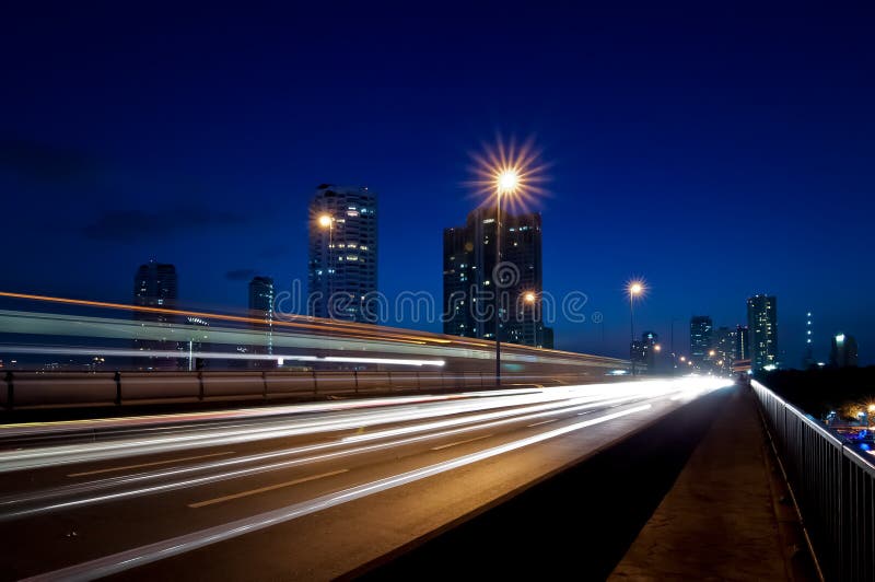 Light Line at Taksin Bridge @Bangkok, Thailand Stock Image - Image of ...