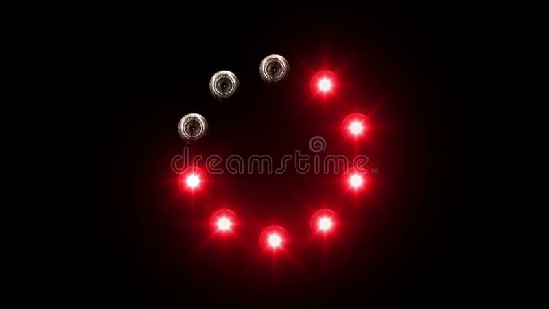 Light Loading Wheel - 30fps Spinning Loop - Red Lights Shining on Black ...