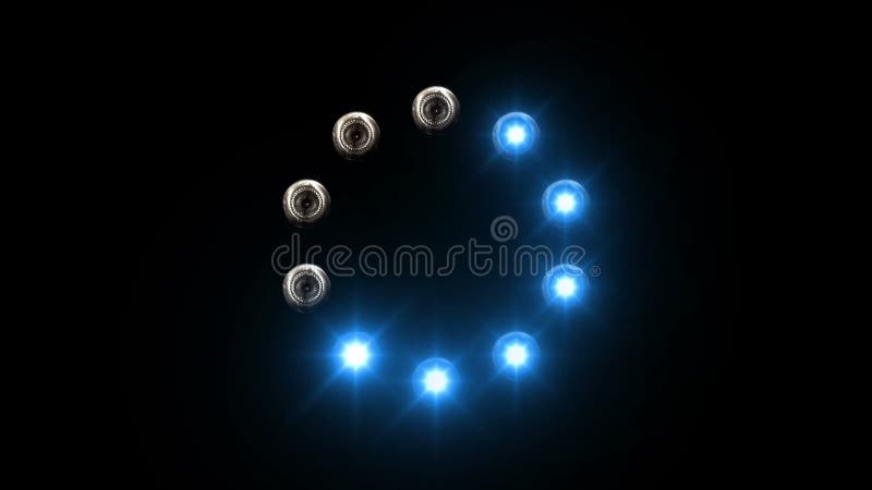 Light Loading Bar - 30fps - Radial, Blue Lights Shining on Black ...