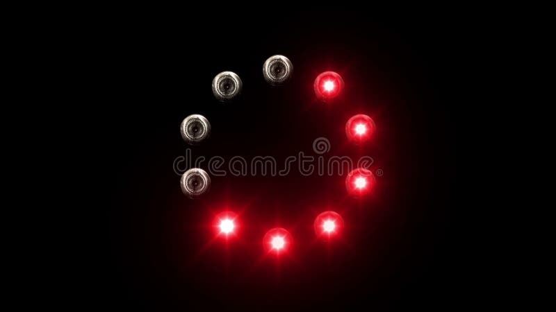 Light Loading Bar - 30fps - Radial, Red Lights Shining on Black ...