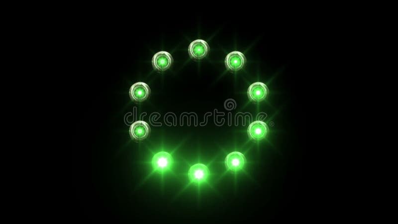 Light Loading Wheel - 30fps Spinning Loop - Green Lights Shining on ...