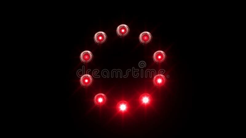 Light Loading Wheel - 30fps Spinning Loop - Red Lights Shining on Black ...