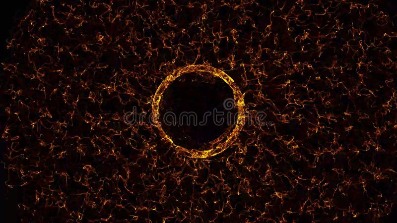 Gold Light Loop Explosion with Glowing Particles in Dark Sky 3d ...