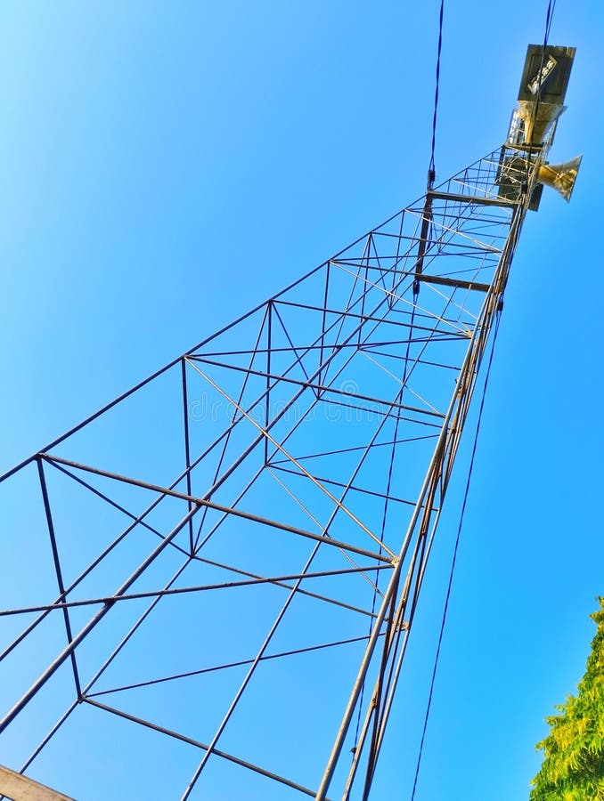 Light and Loudspeaker Tower on the Sports Field Stock Photo - Image of ...