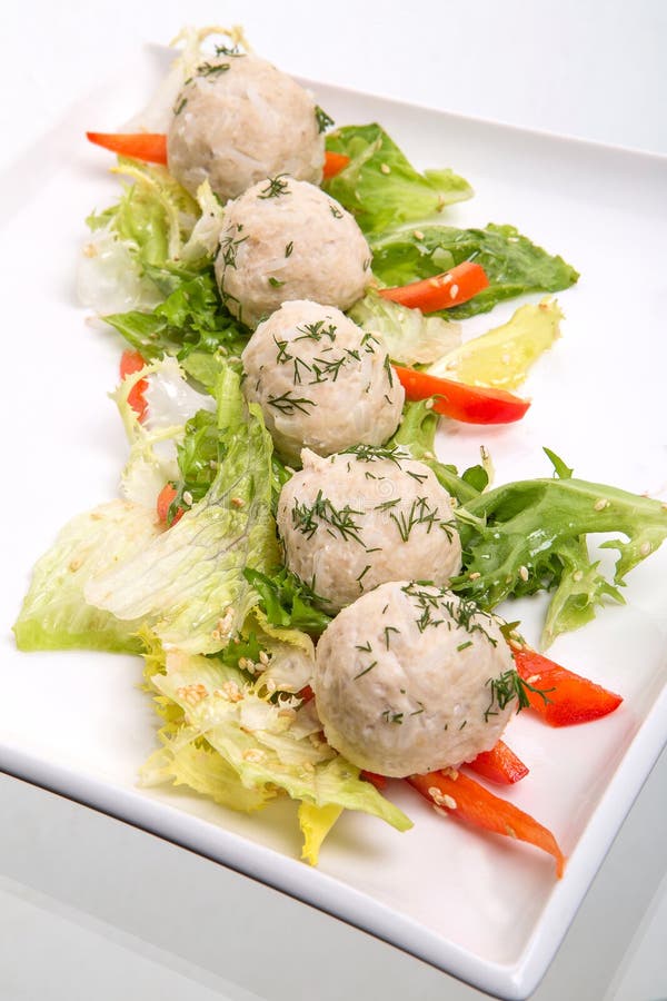 Light Lunch Wiht Rice Patties and Salad Stock Image - Image of european ...