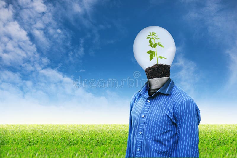 Light Man on Grass Sky Background 33 Stock Image - Image of leaf ...