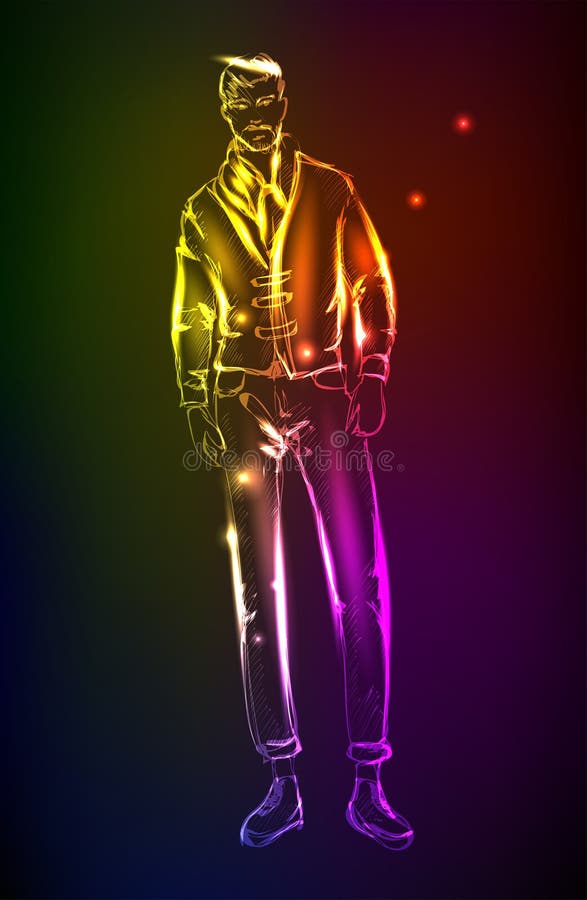 A light man stock vector. Illustration of model, freehand - 303244629