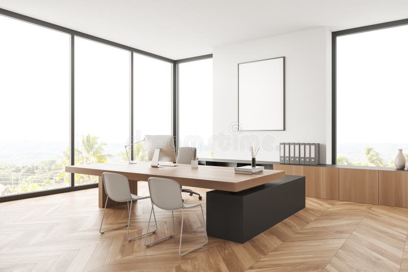 Light Manager Room Interior with Desk and Computer, Drawer and Mockup ...