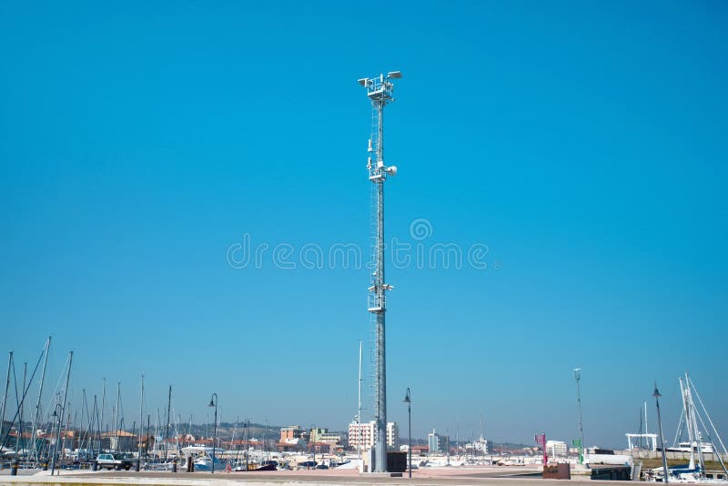 Light Mast with CCTV and Cellular Communication System on Pier Stock ...