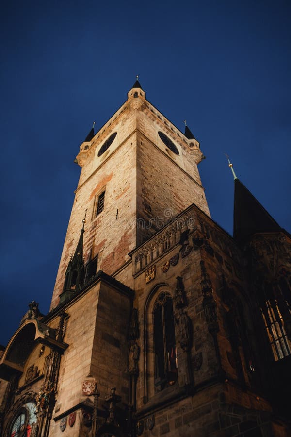 Light on the Medieval Tower in Prague Stock Photo - Image of prague ...