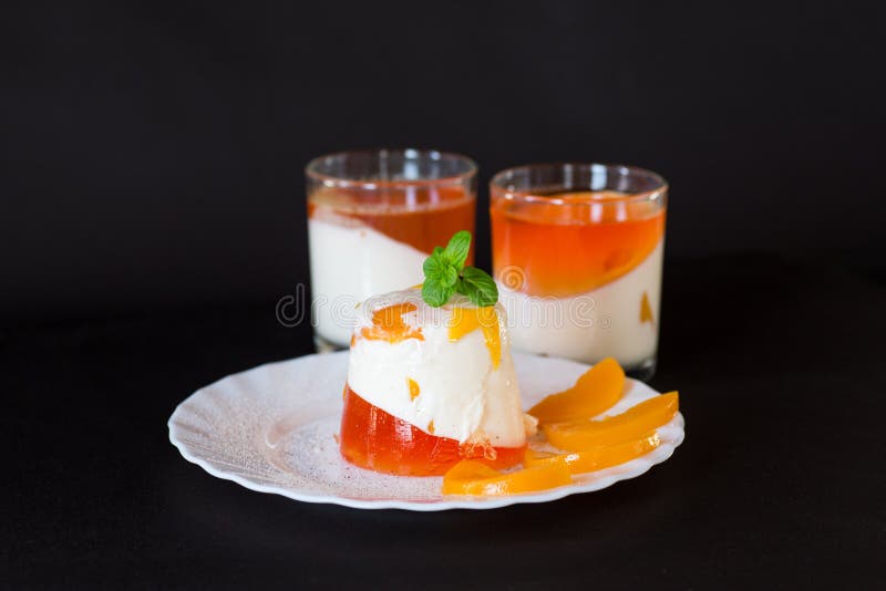 Light Milk Dessert with Bright Layers of Jelly Stock Photo - Image of ...
