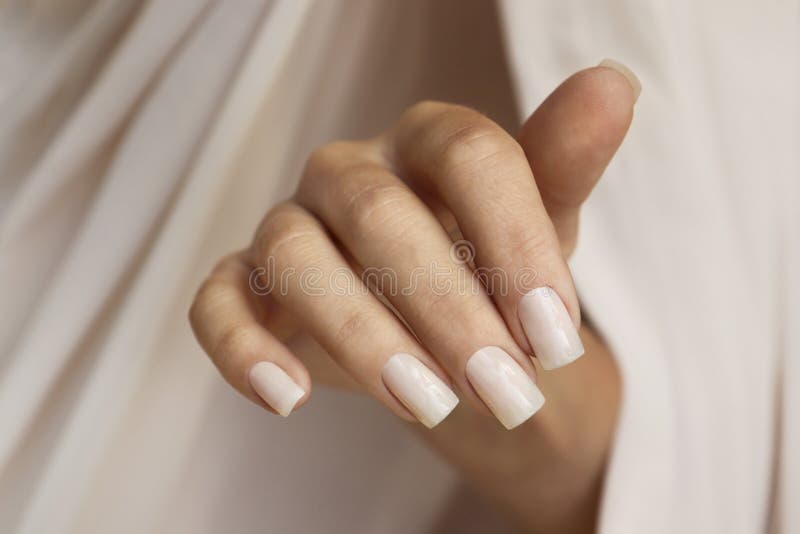Light milky manicure. stock image. Image of skin, brush - 257488707