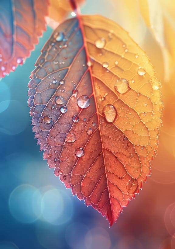 Light, Misty Background with a Gentle Dew Drop Falling from a Leaf ...