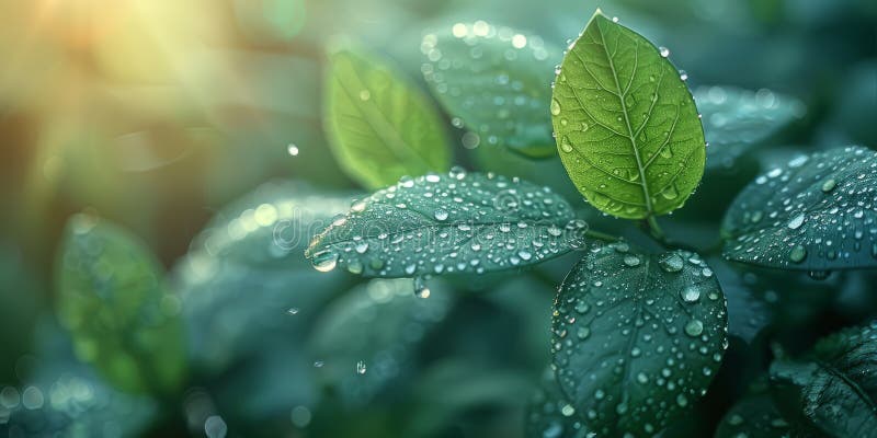 Light, Misty Background with a Gentle Dew Drop Falling from a Leaf ...