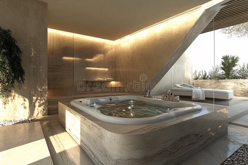 Light Modern Jacuzzi in Wellness Spa Hotel Stock Illustration ...