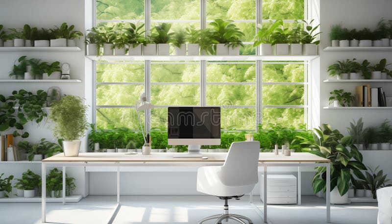 A Light Modern Office Interior with Panoramic Windows and a Lot of ...