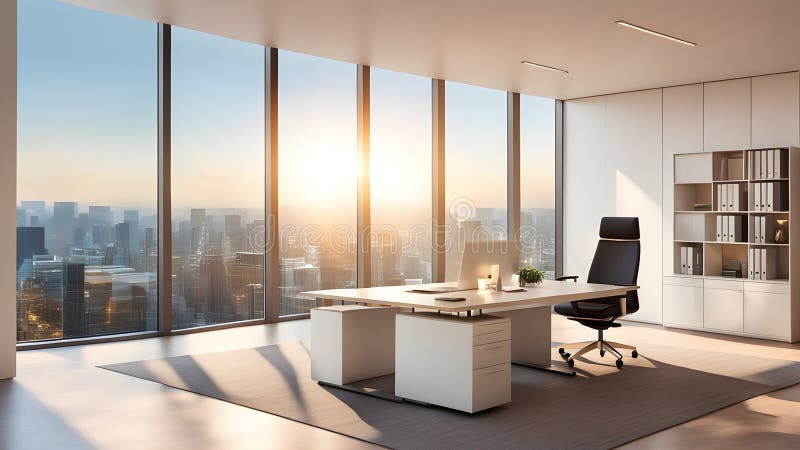 Light Modern Office with Panoramic Windows. Generative AI Stock ...