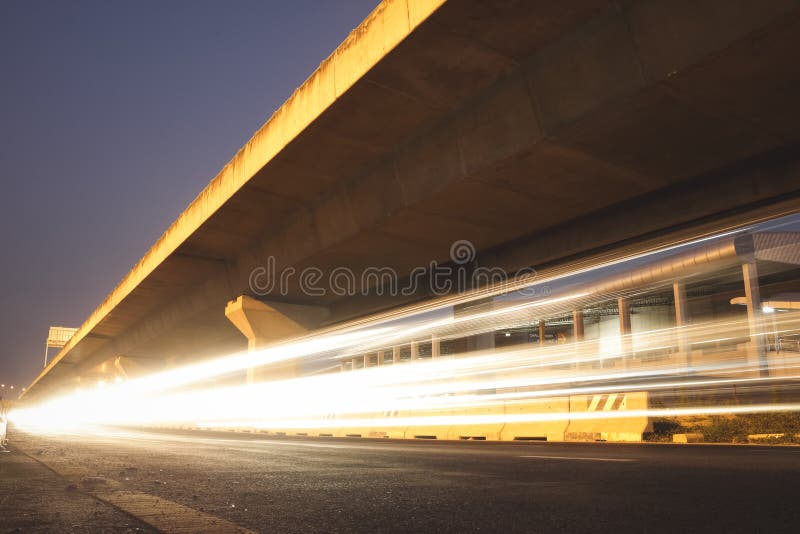 Light of moving cars. stock image. Image of asphalt, lines - 61528647