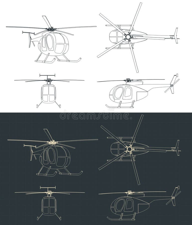 Helicopter Blueprint Stock Illustrations – 833 Helicopter Blueprint ...