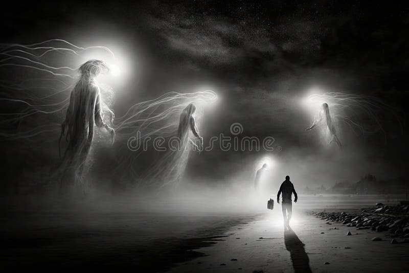 Light Mystical Apparitions and Creature Walking in Air Stock ...