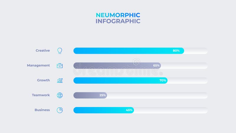 Light Neumorphic Infographic Design Template. Bar Chart for Business ...