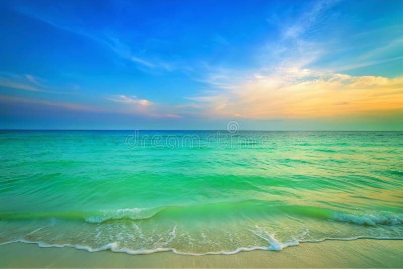 Light Ocean Blue Fading into Pastel Green Background Stock Illustration ...